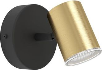 Eglo Wandlampe Consuma 1, Badezimmer Wandleuchte mit schwenkbarem Strahler, Schlafzimmerlampe aus Metall in Schwarz und Messing, Badlampe mit GU10 Fassung,