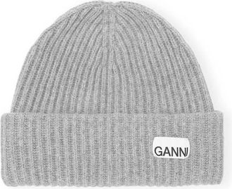 Ganni unisex, Accessoires, Gris, Taille: ONE Size Bonnet en laine douce