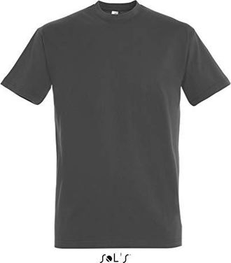 SOLS SolS Imperial - Tee-Shirt Homme Manches Courtes à col Rond - 100% Coton épais - Gris Foncé - XL
