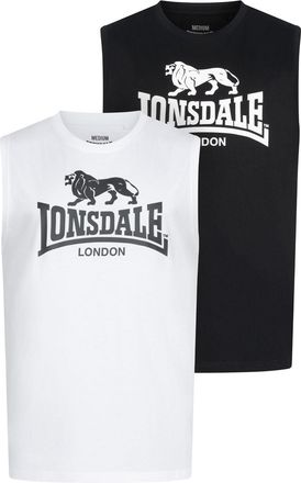 Lonsdale Herren &auml;rmelloses T-Shirt Normale Passform Doppelpack ROLLESTON, Black/White, S
