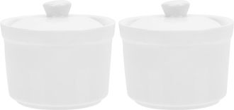 Hemoton 2st Eintopf Dampftasse Aus Porzellan Schmorpfanne Mit Ofenfeste Suppensch&uuml;sseln Suppennudelsch&uuml;ssel Chawanmushi-sch&uuml;ssel Eierpudding-topf Keramik Wei&szlig;