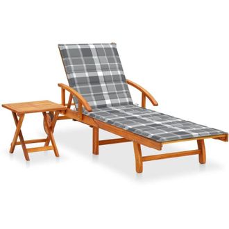 vidaXL Sonnenliege mit Tisch und Auflage Akazie Massivholz - Vidaxl