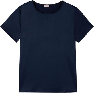 Oltre T-Shirt aus zwei Materialien - - Tops - Damen - Blau - XS