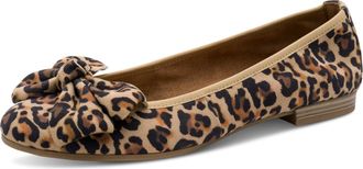 Tamaris Ballerina TAMARIS, Damen, Gr. 36, leoprint, Ziegenveloursleder, Schuhe Ballerina, Blockabsatz, Businessschuh, Schlupfschuh hat eine schmale Form