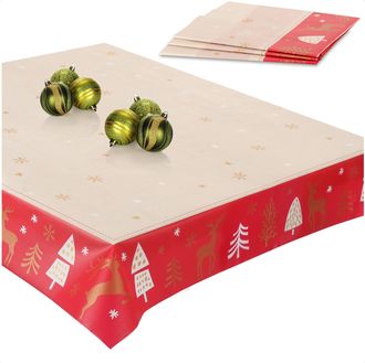 Com-Four 4X Tischdecke mit Weihnachtsmotiv - Tischtuch abwischbar ca. 80 x 80 cm - weihnachtliches Mitteldecken-Set - Festliche Tafelwäsche für Adventskranz, P