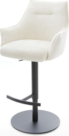 DELIFE Barstuhl Alja-Flex Boucl&eacute; Soft Beige Drehfu&szlig; h&ouml;henverstellbar Metall Schwarz Taschenfederkern, Barst&uuml;hle