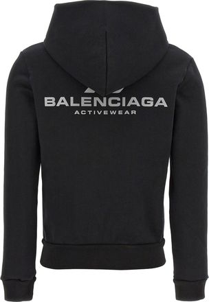 Balenciaga Logo-Print Cotton Hoodie - Black