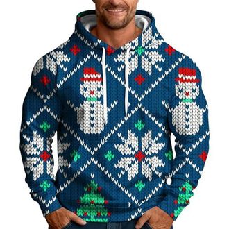 Generic Sweat à capuche de Noël pour homme - Motifs imprimés graphiques 3D - Pull décontracté pour fêtes de fin dannée - Pull à capuche avec poche - Vêtements