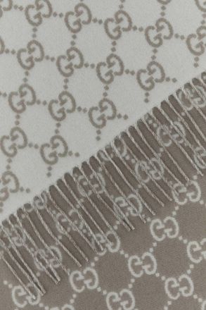 Gucci Womens Embroidered Cashmere Reversible Scarf Zinclightgrey Fabric Sciarpe E Foulard
