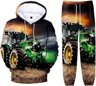 Keephen Set Tuta da Ginnastica da Uomo Trattore Felpe Con Cappuccio stampate in 3D e Set Jogger Set 2 pezzi Felpe e Pantaloni Casual Set di felpe e Pantaloni