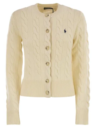 Polo Ralph Lauren Laine et cardigan en tricot de c&acirc;ble en cachemire