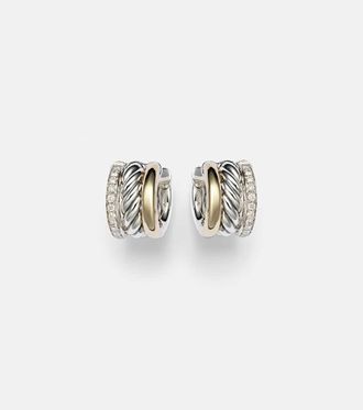 David Yurman Ohrringe DY Mercer aus 18kt Gelbgold und Sterlingsilber mit Diamanten