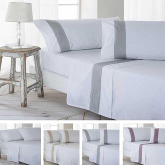 COTTON ARTEAN Bettwäsche-Set, 150 x 190 / 200 cm, Gorbea, Grau, Perkal, 100 % Baumwolle, Fadendichte 180, Weiß, für Betten mit 150 x 190/200 cm, Lieferumfang: Oberl