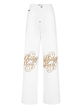 Philipp Plein jean à logo brodé - Blanc