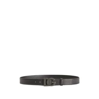 Dolce & Gabbana Homme, Accessoires, Noir, Taille: 90 CM Calfskin Logo Buckle Belt