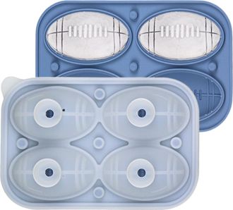 Generic Eisw&uuml;rfelform Football - 3D-K&uuml;chenform mit 4 Vertiefungen - Silikonform zum K&uuml;hlen von Getr&auml;nken | F&uuml;r Whisky Cocktail Kaffee Kuchen Schokolade S&uuml;&szlig;igk