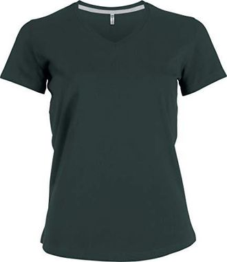 Kariban T-Shirt COL V Manches Courtes Femme - Forest Green, M, Femme