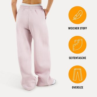 Smilodox Jogginghose Thalea, Jogger Damen, Wide-Leg mit Tunnelzug und Logo Weites Bein, Seitentaschen mit Rippeinsatz, Logo-Stitching, Freizeit