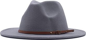 FNKDOR Fedora Chapeau Femme Homme Chapeau de Jazz en Feutre Fedora &agrave; Large Bord R&eacute;glable Trilby Feutre Cap &Eacute;l&eacute;gant Casquette Haut de Forme Unisexe (Gray, Fre