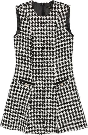 Maje houndstooth pleated mini dress - Blanc