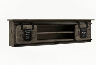 Massivmoebel24 Wandregal Mango 130x25x35 grau lackiert railway 257