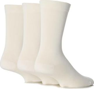 SockShop Hommes Doux Chaussettes en bambou ray&eacute;es et unies Paquet de 3 (FR/ES, Num&eacute;rique, 39, 45, Taille normale, Taille normale, Blanc)