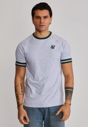 Siksilk Herren Grau Melange, Gr&uuml;nes Turnier T-Shirt XXL