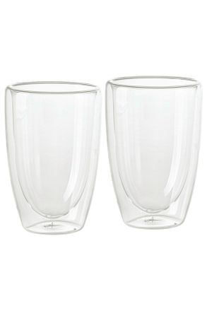 Leonardo Kaffeebecher DUO II, Klar, Glas, 400 ml, 18.1x14x9.4 cm, hitzebest&auml;ndig, doppelwandig, Kaffee & Tee, Tassen, Kaffeebecher