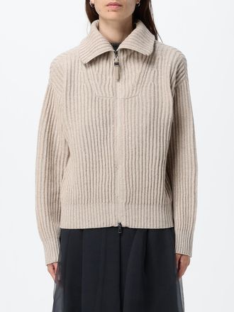 Brunello Cucinelli Cardigan en laine m&eacute;lang&eacute;e c&ocirc;tel&eacute;e avec zip et sequins