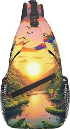 Generic Sac &agrave; dos &agrave; bandouli&egrave;re pour homme - Motif perroquet - Rainforest