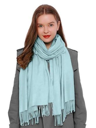 DonDon &Eacute;charpe femme hiver chaud et douce Ch&acirc;le Etole Foulard 185 x 65 cm - bleu clair