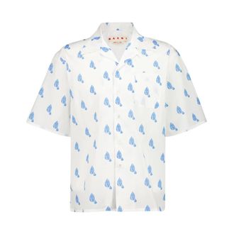 Marni Baumwollhemd mit Print - - Shirts - Herren - Wei&szlig; - S