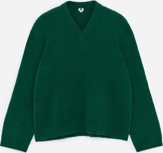 Arket Lockerer Pullover Aus Alpakawollmischung -Gr&uuml;n