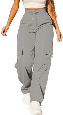 Generico Pantalon cargo pour femme dété taille haute respirant pantalon ample léger de sport avec muets, poches Streetwear avec poches latérales pantalon confo