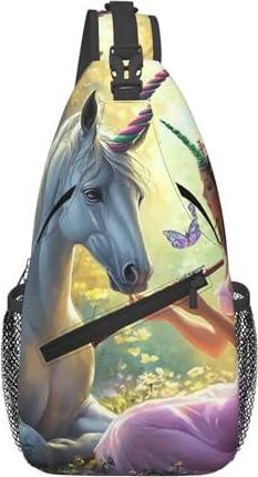 Generic Sac &agrave; dos &agrave; bandouli&egrave;re motif licornes et f&eacute;es de la for&ecirc;t magique pour homme