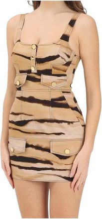 Elisabetta Franchi Femme, Robes, Brun, Taille: 36 FR Abito corto fantasia a zebra