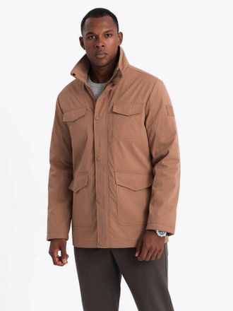 Ombre Langjacke Leichte Herrenjacke mit Stehkragen und Taschen