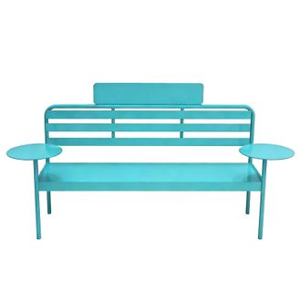 Generic Metallbank Sitzbank Outdoor Wetterfest 2 Sitzer mit R&uuml;ckenlehne und Ablagen Gartenbank Parkbank Eisen f&uuml;r Gastronomie, Balkon, Terrasse, &Ouml;ffentliche B