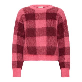 Ichi Ichi - Pull col rond &agrave; carreaux Zinfandel Fruit Dove - Femme - Pulls - Rose - Taille: 44 FR