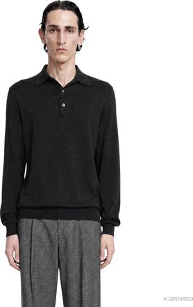 Lardini Wool-Silk Long Sleeve Polo