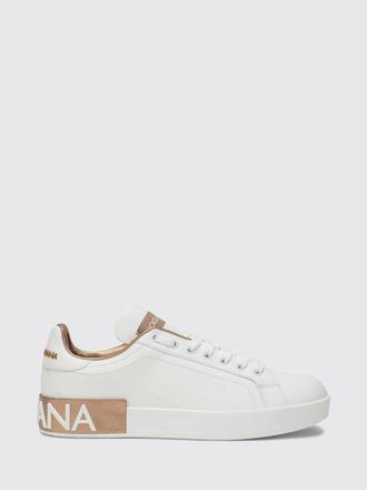 Dolce & Gabbana Portofino Sneaker aus Kalbsleder mit Logo und goldenen Details