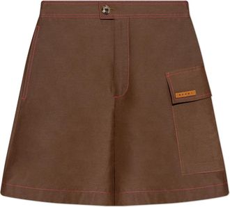 Marni Femme, Shorts, Brun, Taille: 34 FR Logo Shorts
