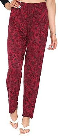 WearAll Pantalon long pour femme Imprimé floral Taille élastique 42-56, Vin cachemire., 42