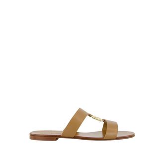 Dolce & Gabbana Kalbsleder-Slider mit Logo - - Shoes - Damen - Braun - 35 EU