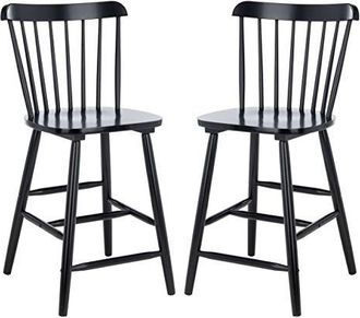 Safavieh Modern Bar & Counter Stool - Set of 2 - with a Back, in Black, 51 X 50 X 96