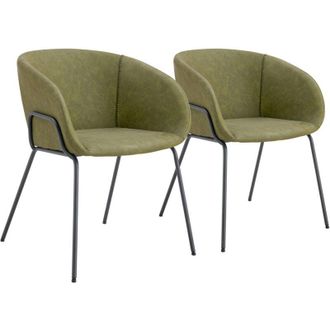 Happy Garden Happy Garden - Lot de 2 chaises en simili vert andr&eacute;