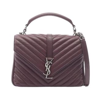 Saint Laurent Pre-owned Sac &agrave; main en cuir Paris College 2way - Femme - Pre-owned - Rouge - Taille: ONE Size