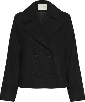 Kaffe Femme, Manteaux, Noir, Taille: 42 FR Manteau noir profond avec large col