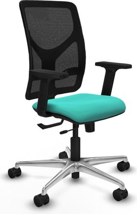 Piqueras y Crespo Drehstuhl mit 2D-Armlehnen, h&ouml;henverstellbare Lendenwirbelst&uuml;tze, ausgestattet mit Syncro/Traslack und Schneideschaum, Schwarz/T&uuml;rkis