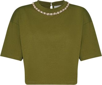 Silvian Heach Femme, Blouses et Chemises, Vert, Taille: 42 FR Top avec encolure orn&eacute;e